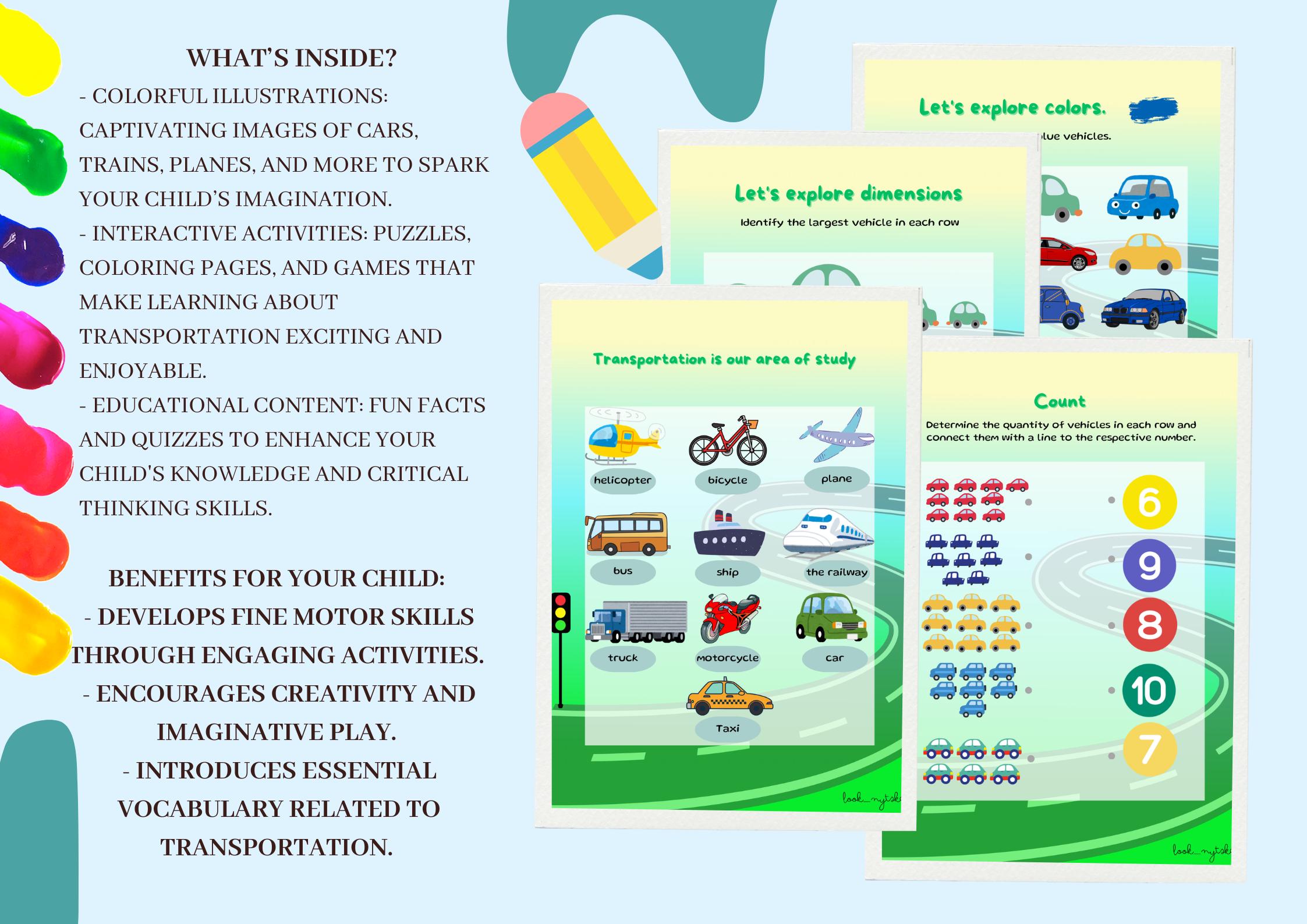Workbook. Busy Book. Transport. Kids Mental Development. Vocabulary ...
