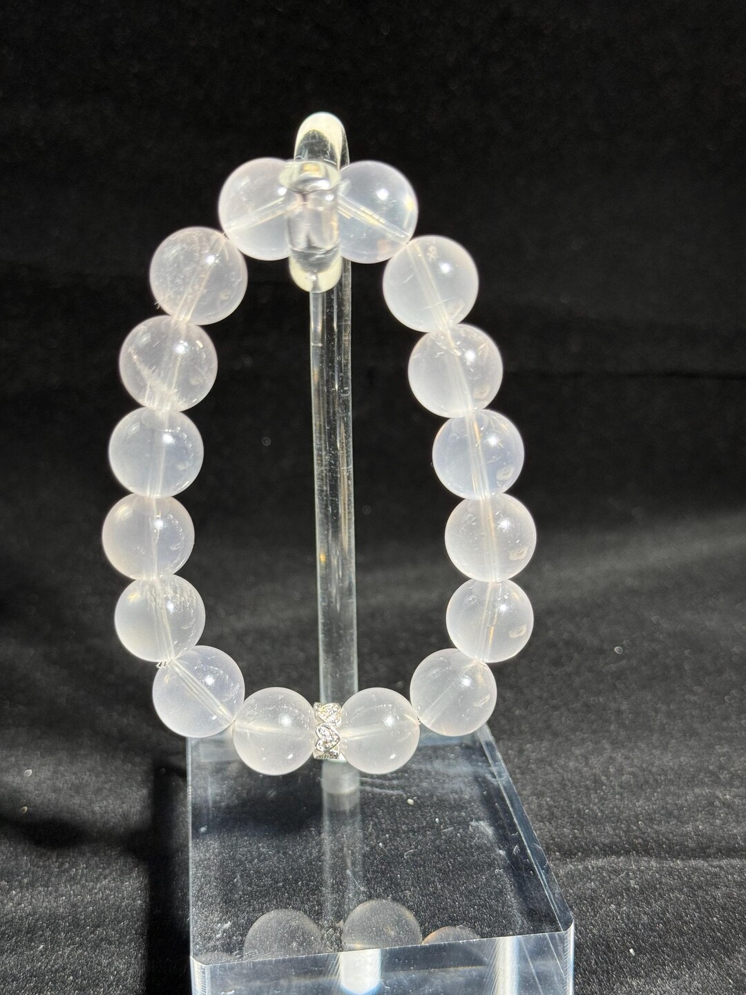 Milky White Quartz Bracelet: Silver Heart Accent, Calming Gemstone ...