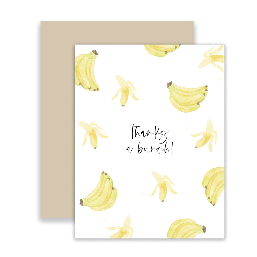 Thanks a bunch banana card, thank you card, food pun, funny card ...