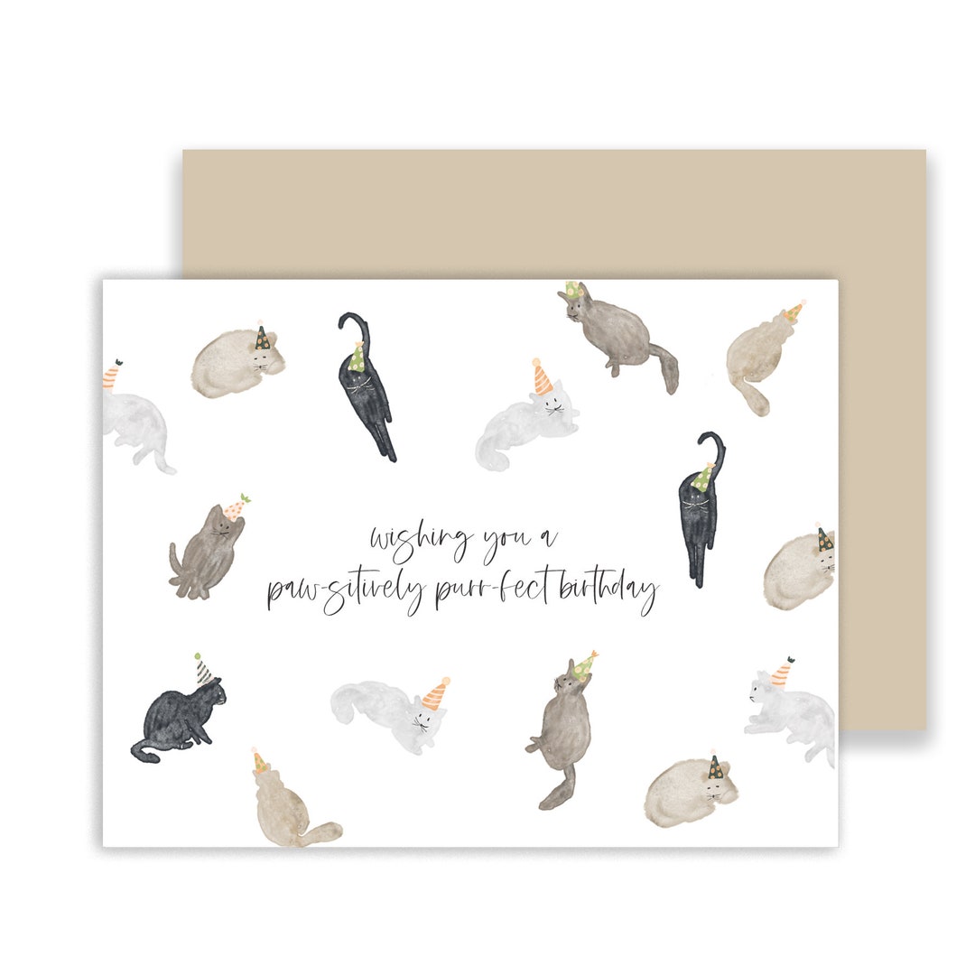 Cat Pun Birthday Card, Animal Card, Funny Cat Card, Cat Birthday Card ...