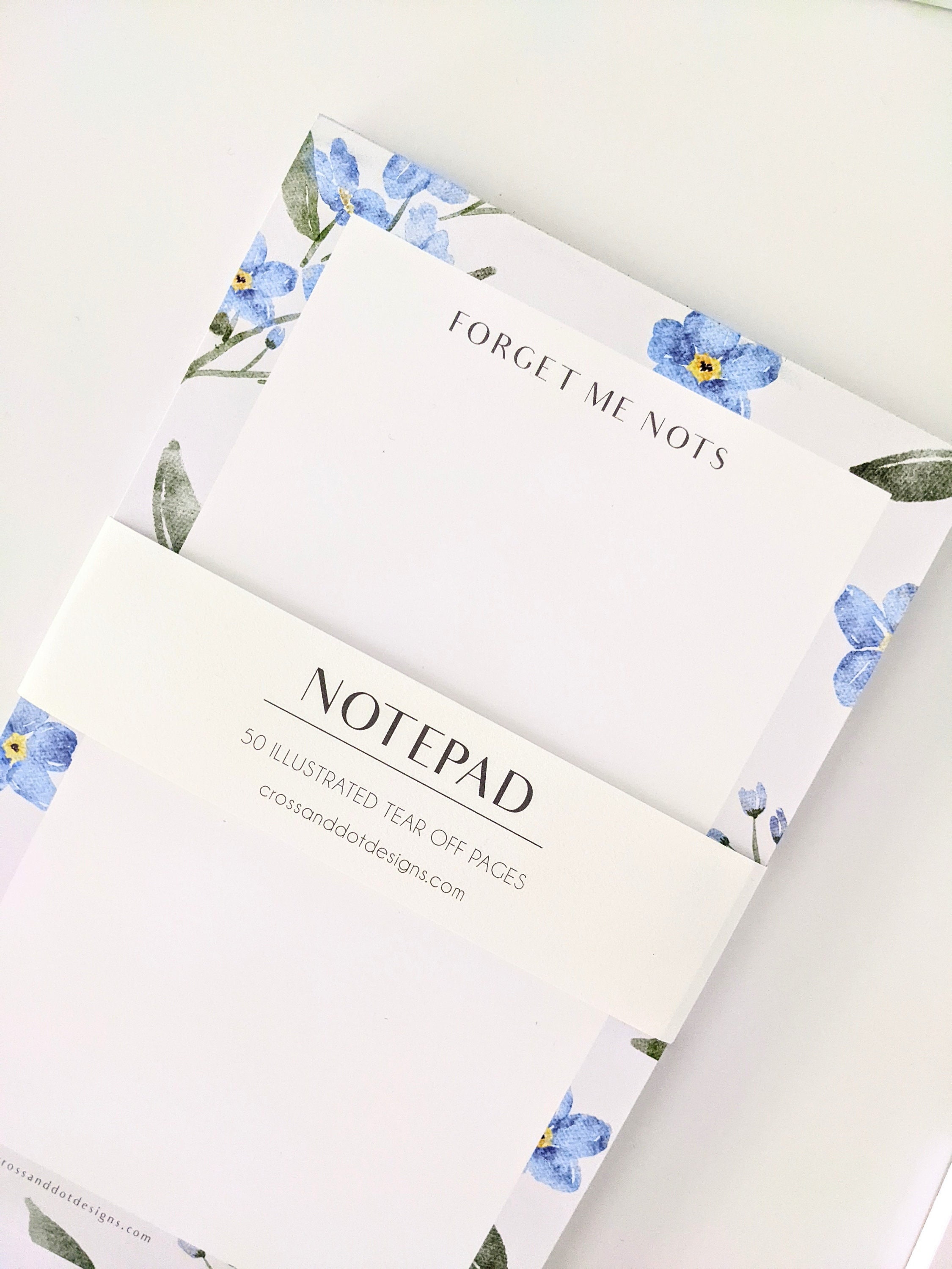 Forget Me Not Floral Pun Tear off Pad, Watercolor Notepad, Desk Planner ...