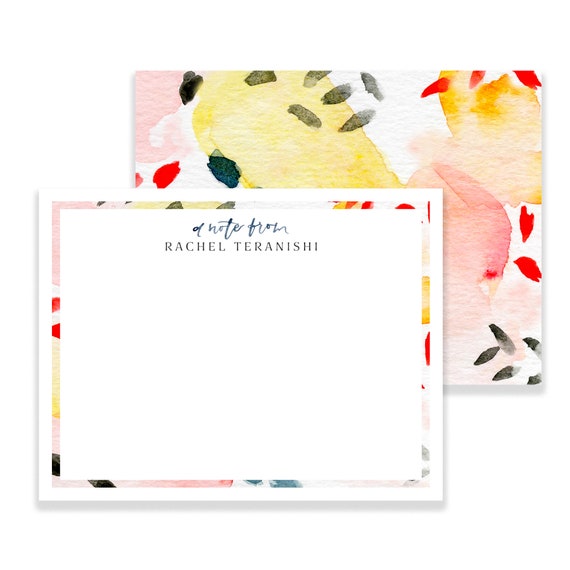 Personalized Stationery Set: Watercolor Abstract Flat | Etsy