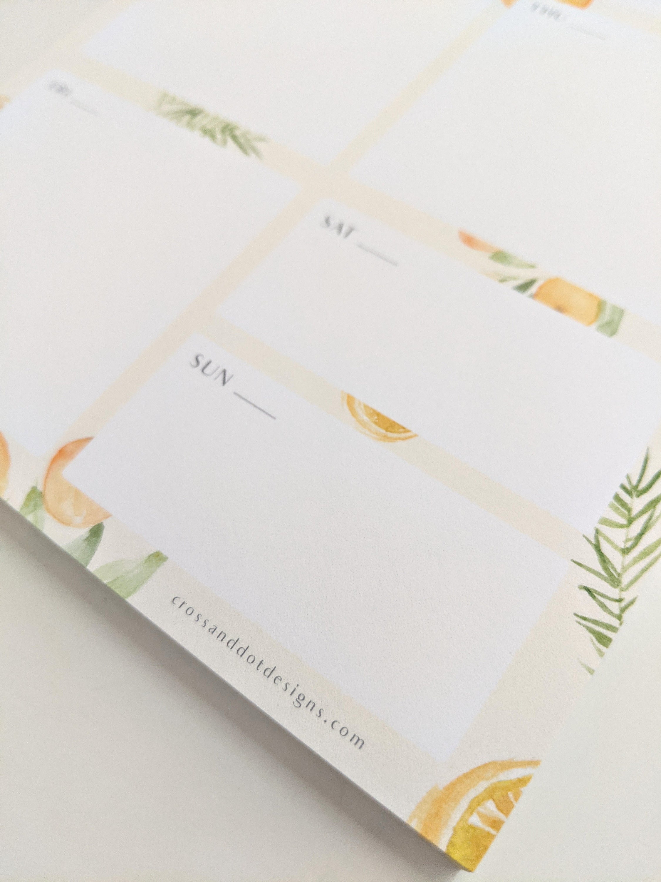 Weekly Planner Notepad Tear off Pad, Clementine Citrus Watercolor ...