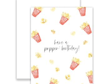 I Hope Your Birthday is Poppin' Popcorn Food Pun Birthday Card - Etsy
