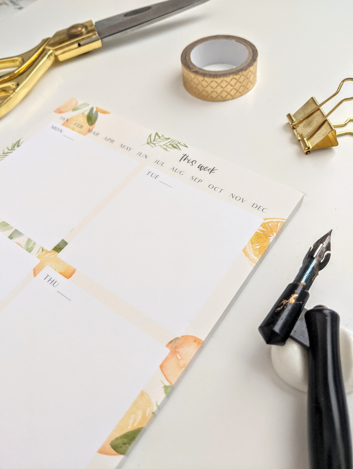 Weekly Planner Notepad Tear off Pad, Clementine Citrus Watercolor ...
