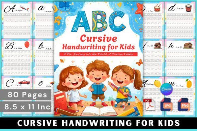 Cursive Handwriting for Kids Editable - Etsy