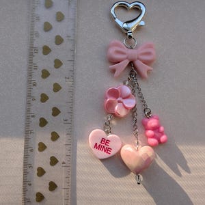 Cute Aesthetic Pink Bow Coquette Kawaii Keychain, Candy Bag Charm ...