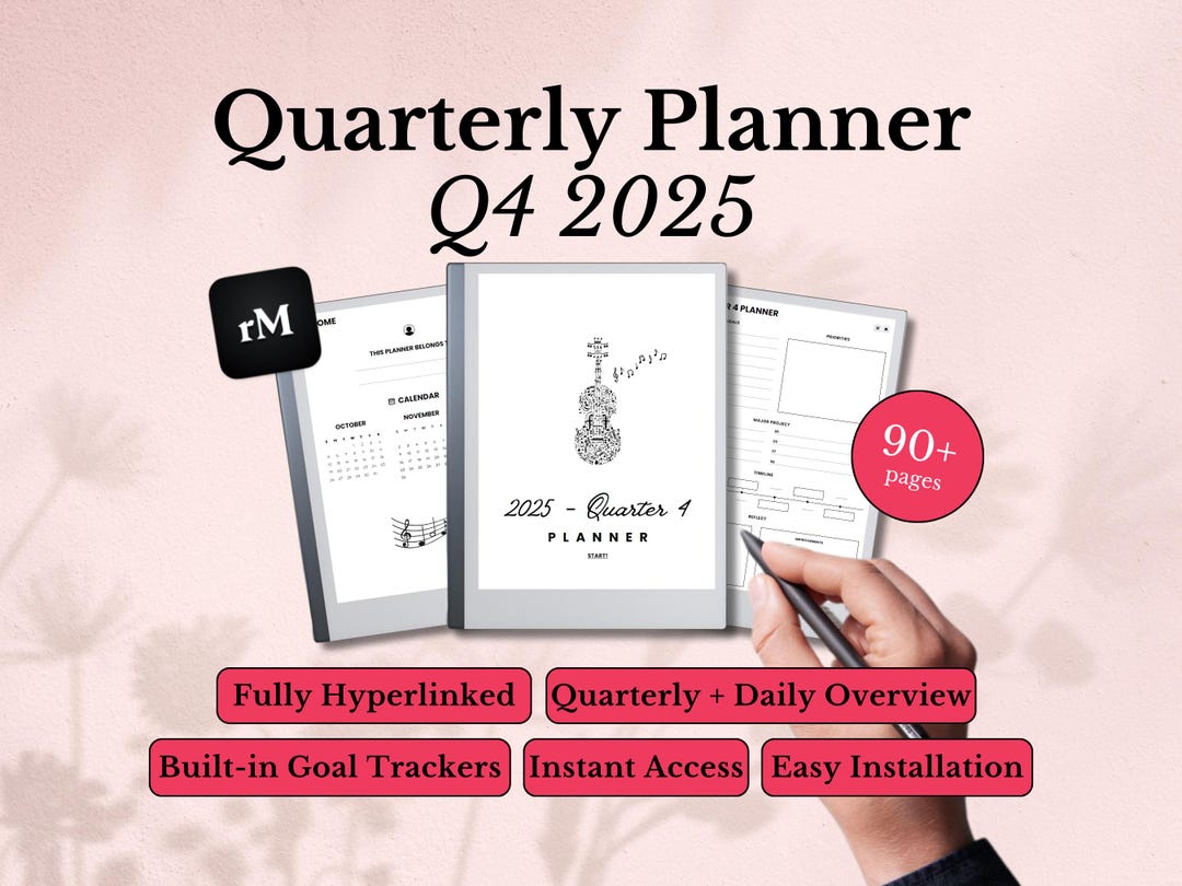 Q4 2025 Quarterly Planner for Remarkable 2 Tablet, 12 Week Year Planner ...