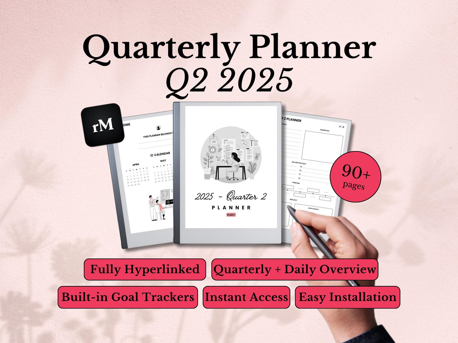 Q2 2025 Quarterly Planner Fit for Remarkable 2 Tablet, 12 Week Year ...
