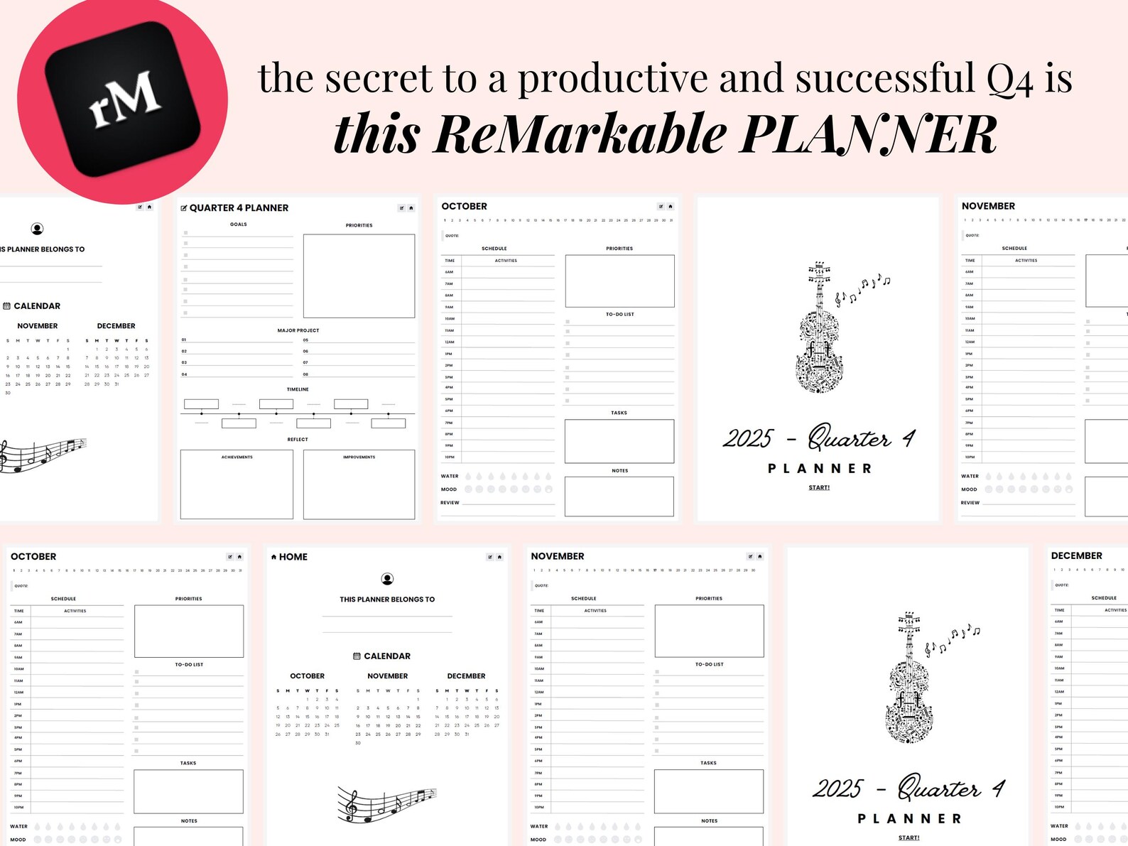 Q4 2025 Quarterly Planner for Remarkable 2 Tablet, 12 Week Year Planner ...