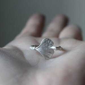 Gingko Leaf Ring ,silver Twig Ring , Leaf Ring, Nature Ring, Adjustable Ring , Leaf Jewelry ...