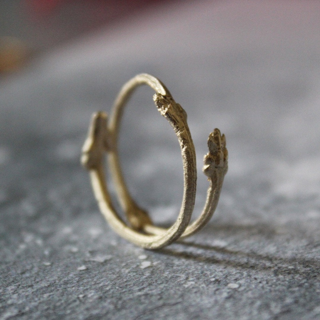14k Gold Twig Ring, Gold Branch Ring , Double Branch Ring , Elvish Ring ...