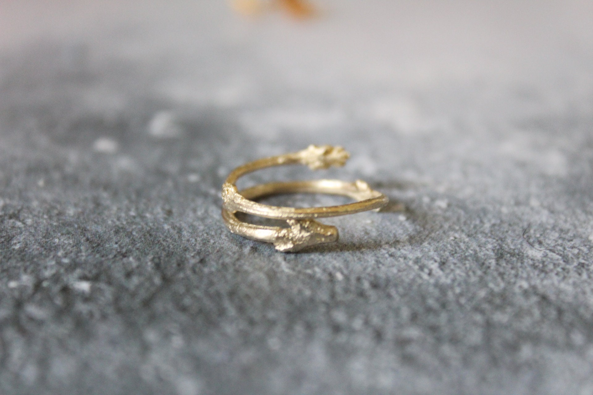 14k Gold twig ring Gold Branch Ring Double Branch Ring | Etsy