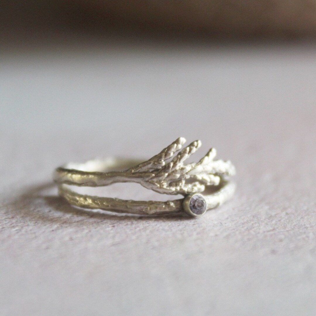 Sterling Silver Juniper Ring With Lavender Cz Gemstone, Adjustable Ring ...