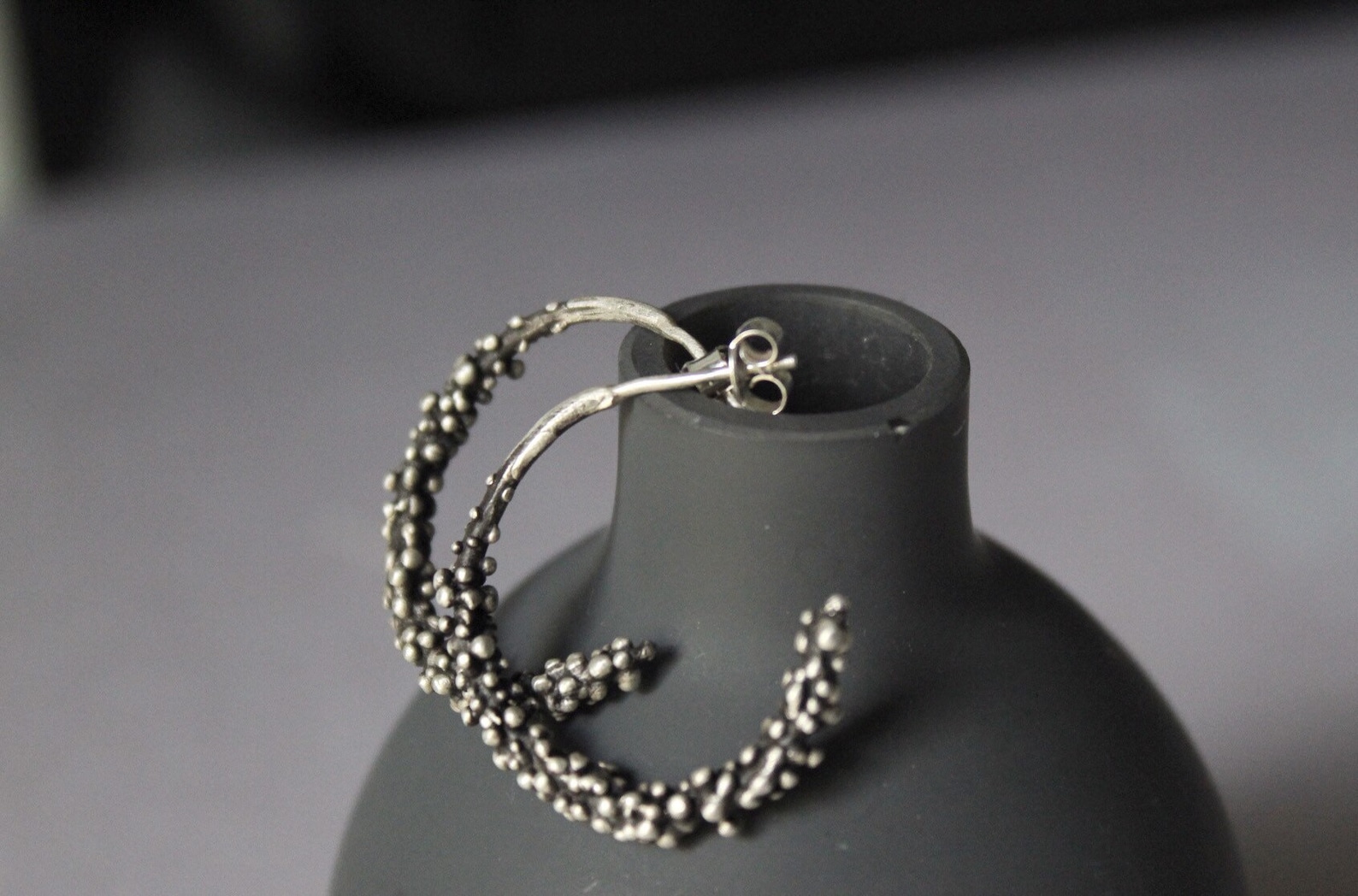 Caviar Hoops Sterling Silver Hoop Earrings Silver Ball Hoop | Etsy