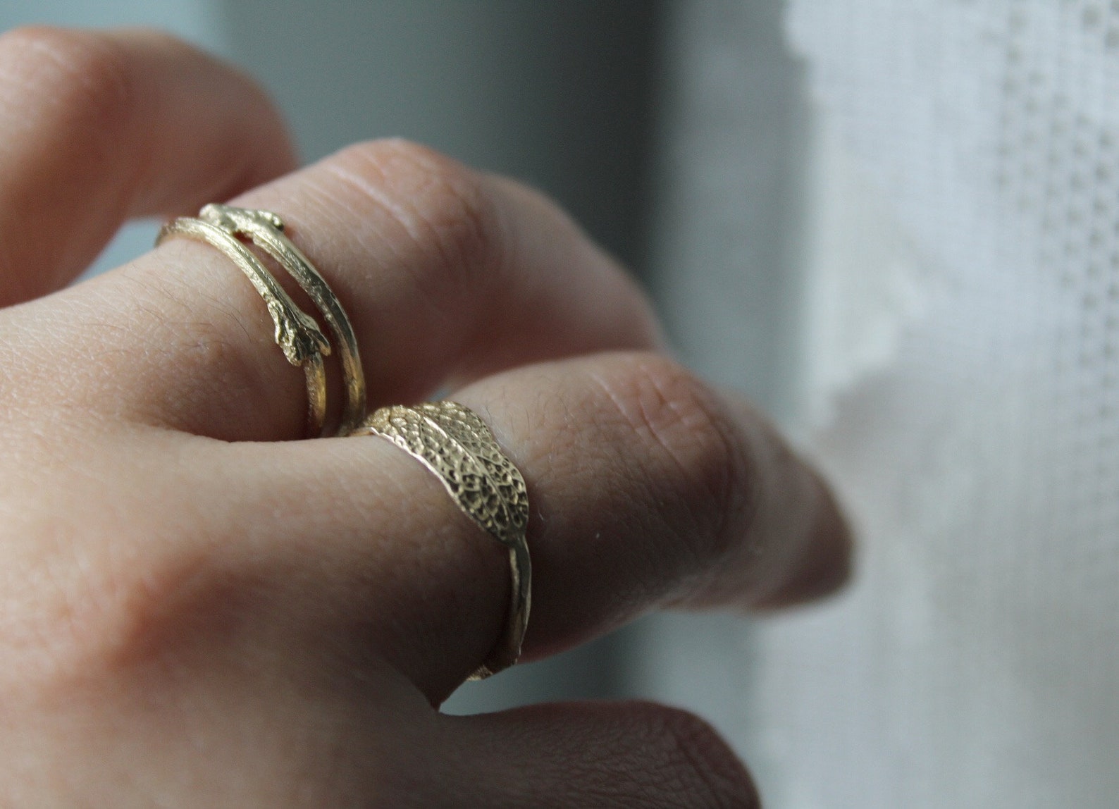 14k Gold twig ring Gold Branch Ring Double Branch Ring | Etsy