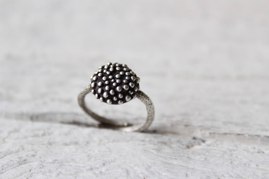 Oxidized Sterling Silver Dot Ring: Handmade Bubble Statement Jewelry - Etsy