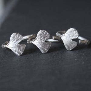 Gingko Leaf Ring ,silver Twig Ring , Leaf Ring, Nature Ring, Adjustable Ring , Leaf Jewelry ...