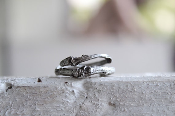 Double Branch Ring Rustic Wedding Adjustable Ring Sterling | Etsy