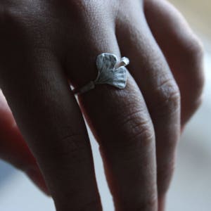 Gingko Leaf Ring ,silver Twig Ring , Leaf Ring, Nature Ring, Adjustable Ring , Leaf Jewelry ...