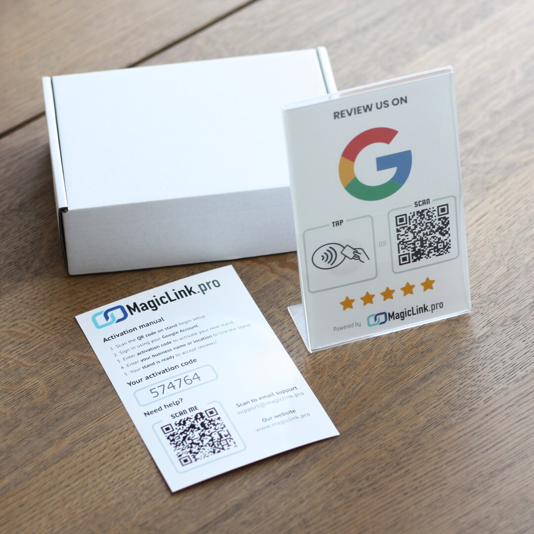 Google Reviews Stand With QR Code Scan and NFC Tap Boost Business ...