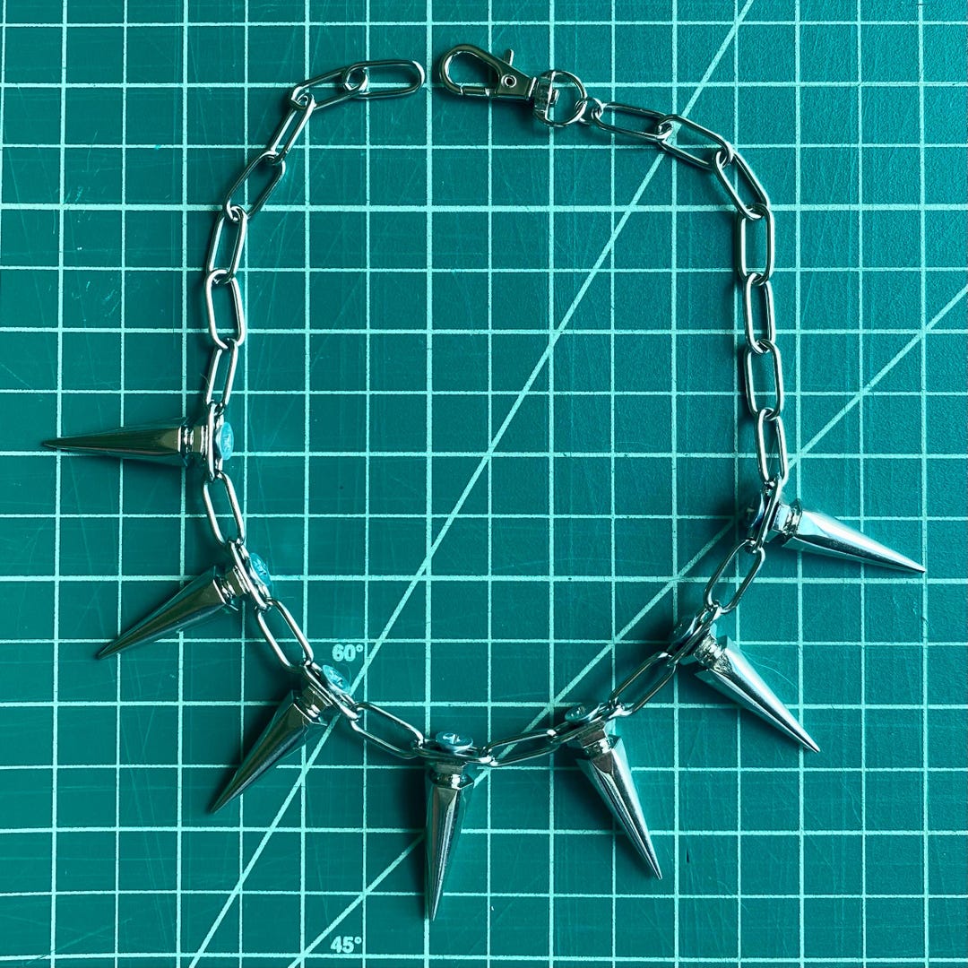 Spike Chain Necklace | Long Punk Spikes | Goth / Alt Fashion Accessory ...