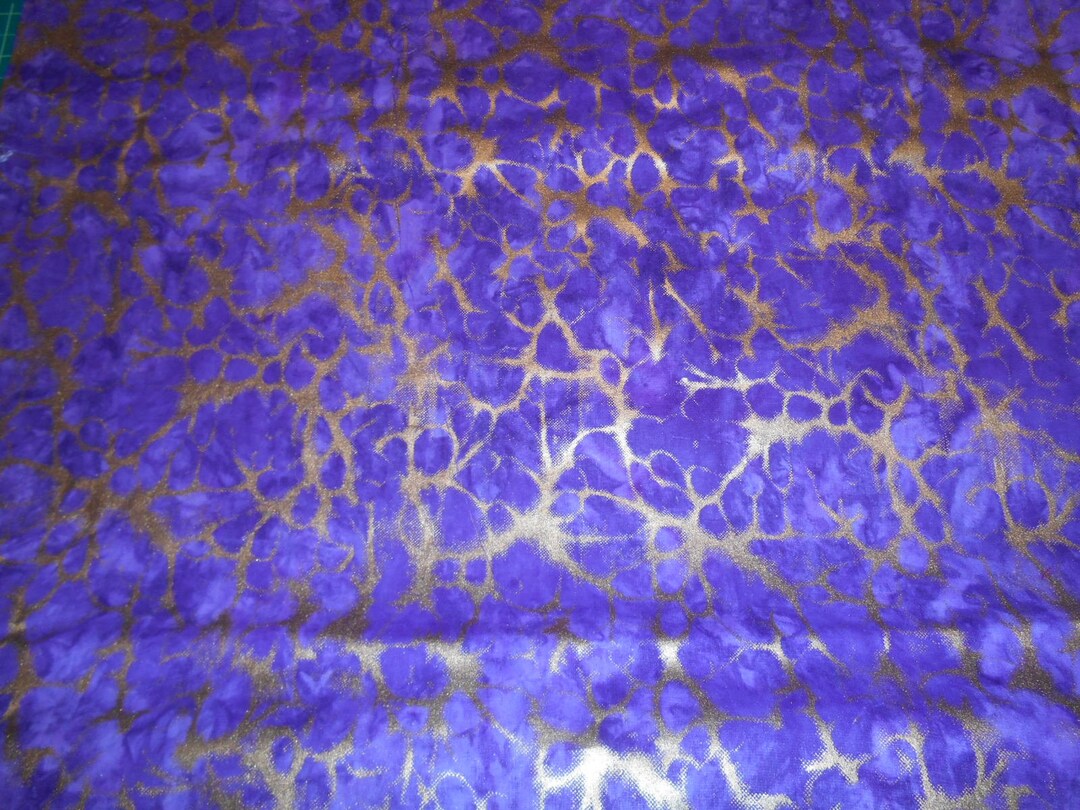 Textile Creations MONTEGO BAY Abstract Purple Gold Overprint Cotton ...