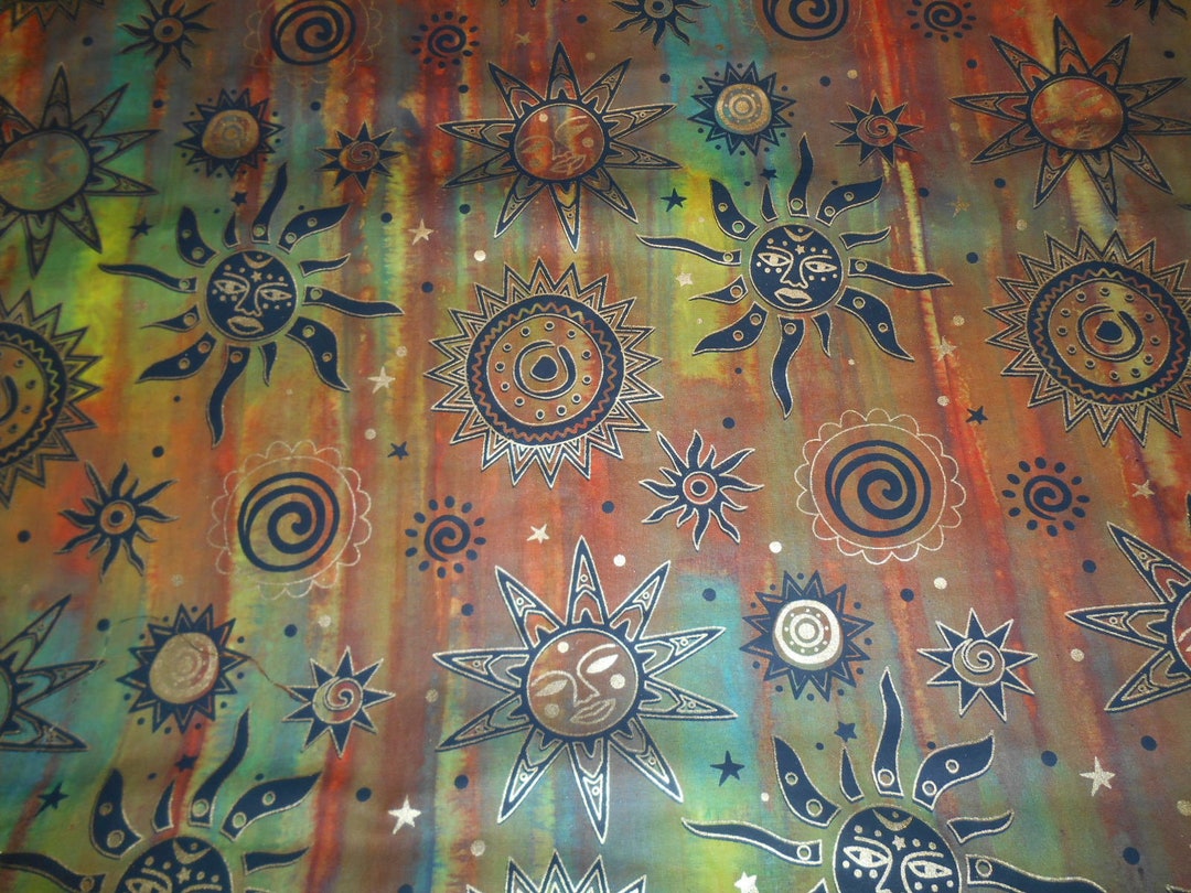 Textile Creations ODYSSEY Sun With Gold Overprint Cotton Fabric,bty - Etsy