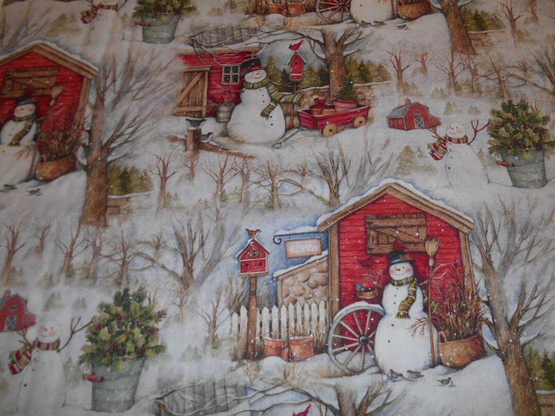 HOLIDAY BARN 100% Cotton Fabric, by the Yard, Susan Winget - Etsy