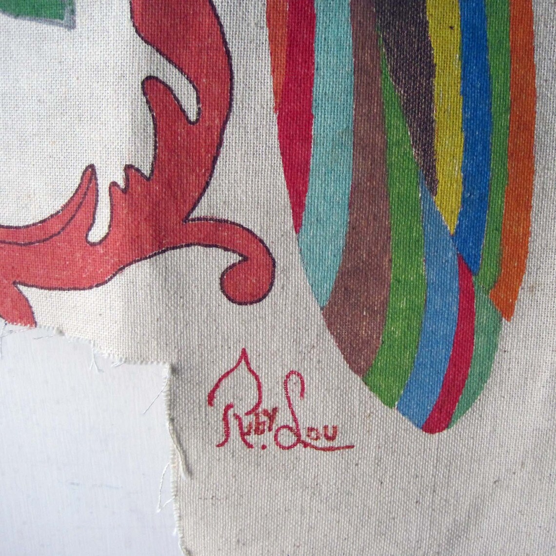 Hand Painted Banner Signed by Artist Ruby Lou Rare Piece of Key West ...