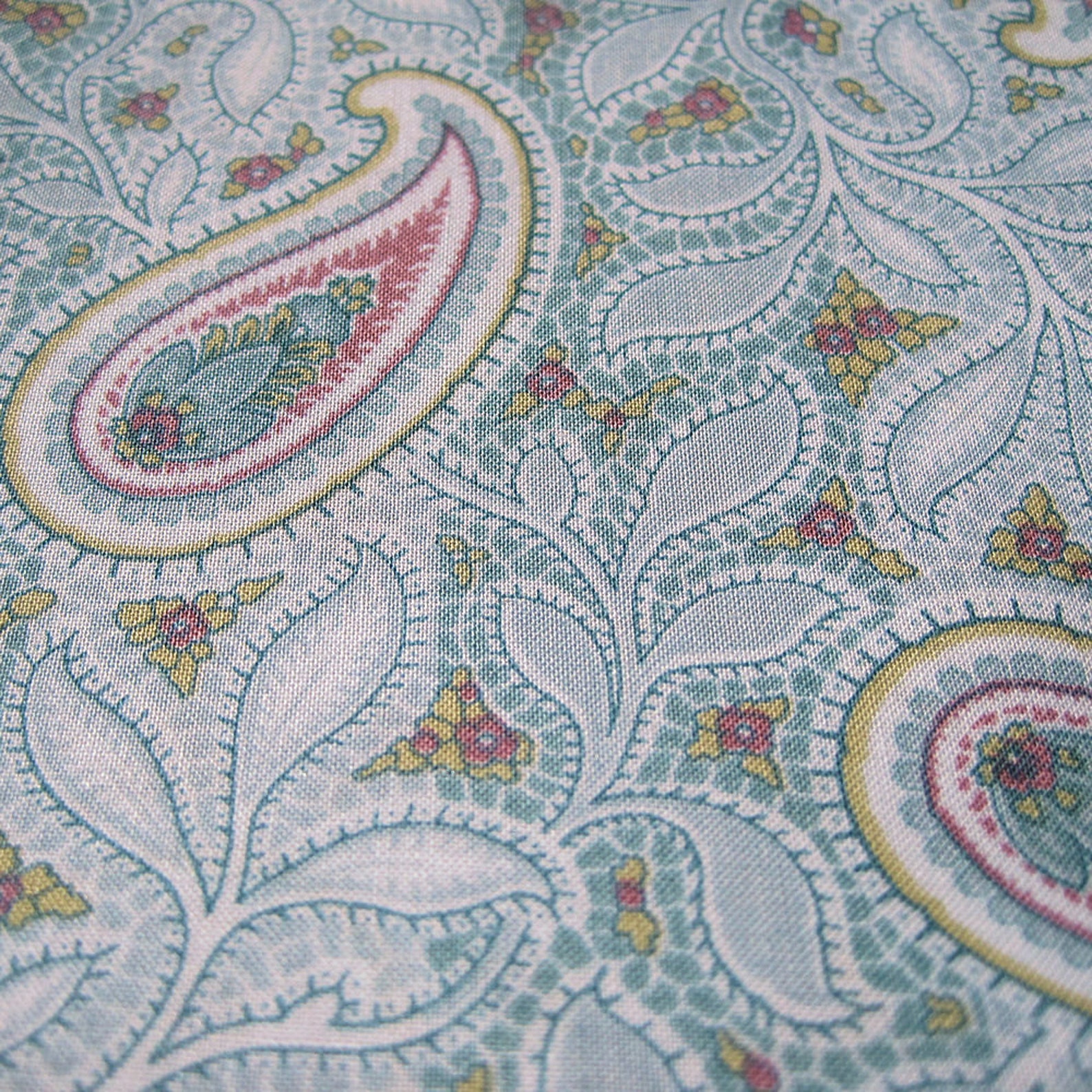 Light Blue Paisley Cotton Fabric 1 Yard of Quilting Treasures by ...