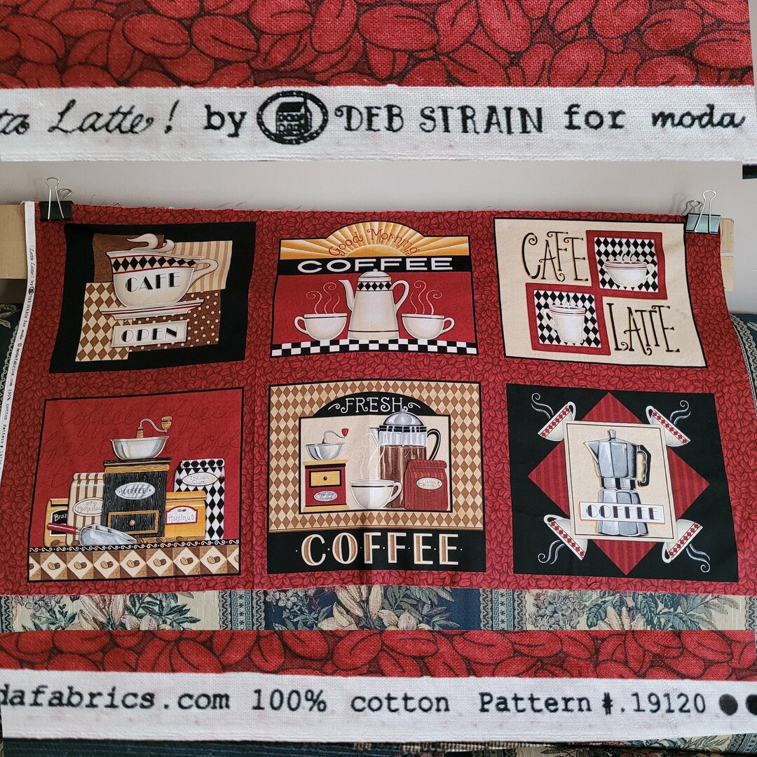 Coffee Lovers Fabric Remnants Lotta Latte Deb Strain Cafe Americano ...