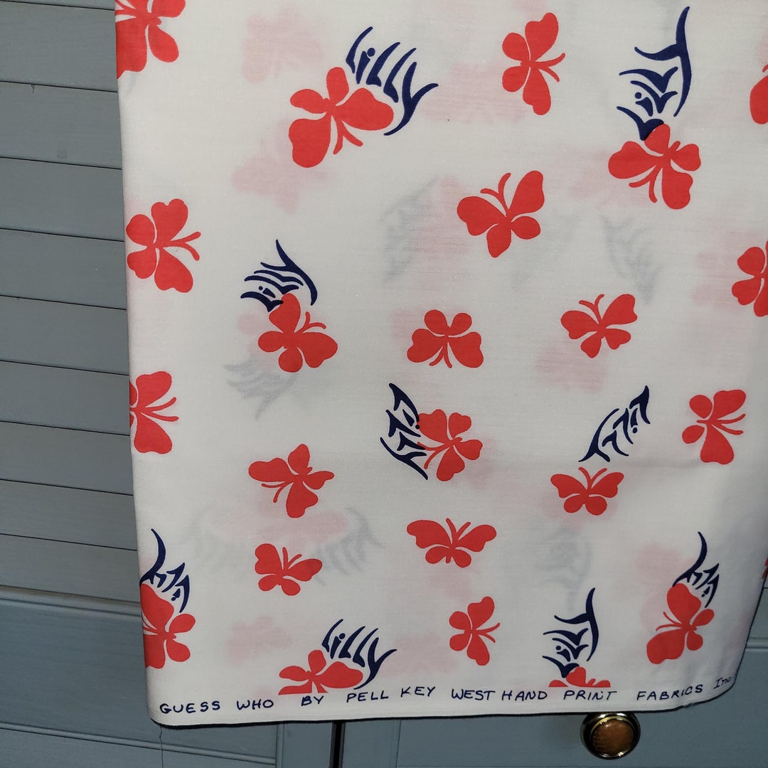 Guess Who by Pell 2 YDS Vintage Key West Hand Print Cotton Fabric - Etsy