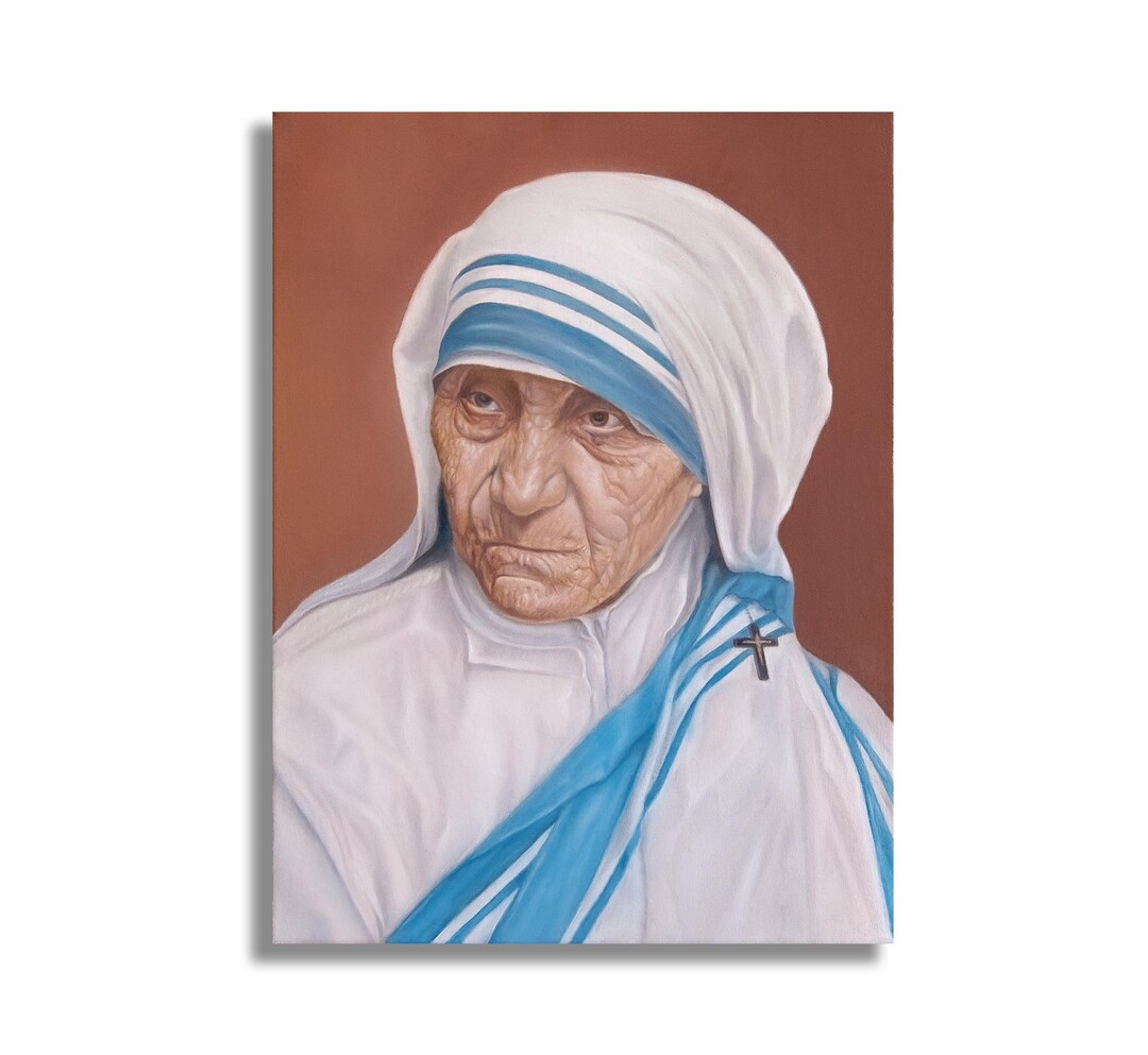 Mother Teresa Portrait, Oil Painting on Canvas, Original Painting ...