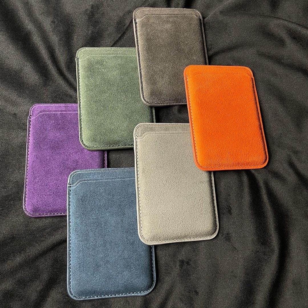 Alcantara Magsafe Card Wallet | Blue Color | Magsafe Magnetic Wallet ...