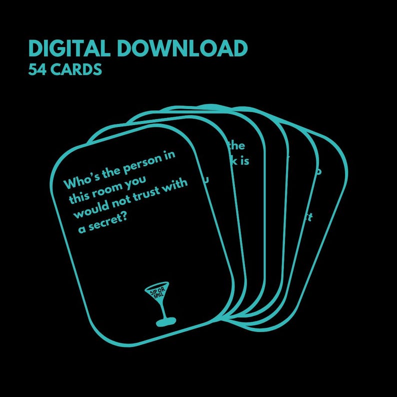 Sip or Spill Printable Drinking Card Game Pre-drinks Game Icebreaker ...