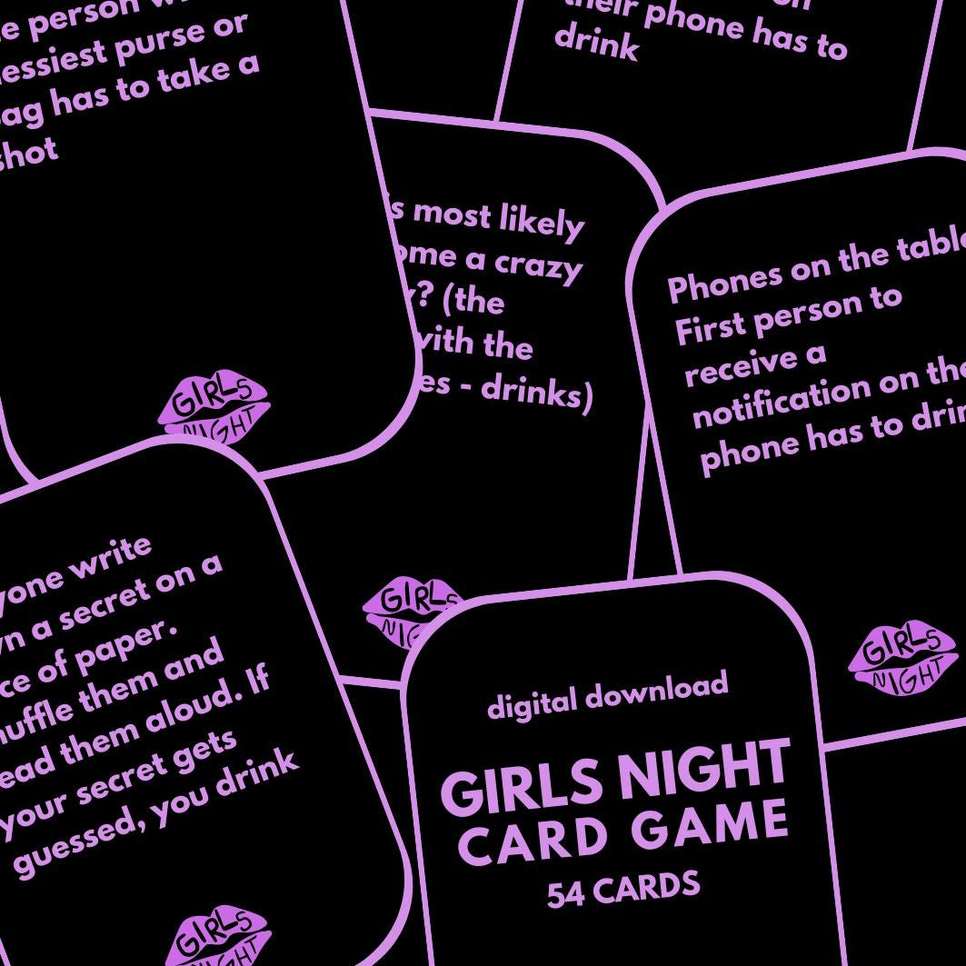 Girls Night Card Game Digital Download Galentines Girls Night in Deck ...