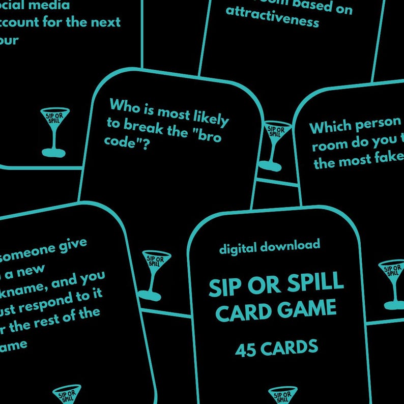 Sip or Spill Printable Drinking Card Game Pre-drinks Game Icebreaker ...
