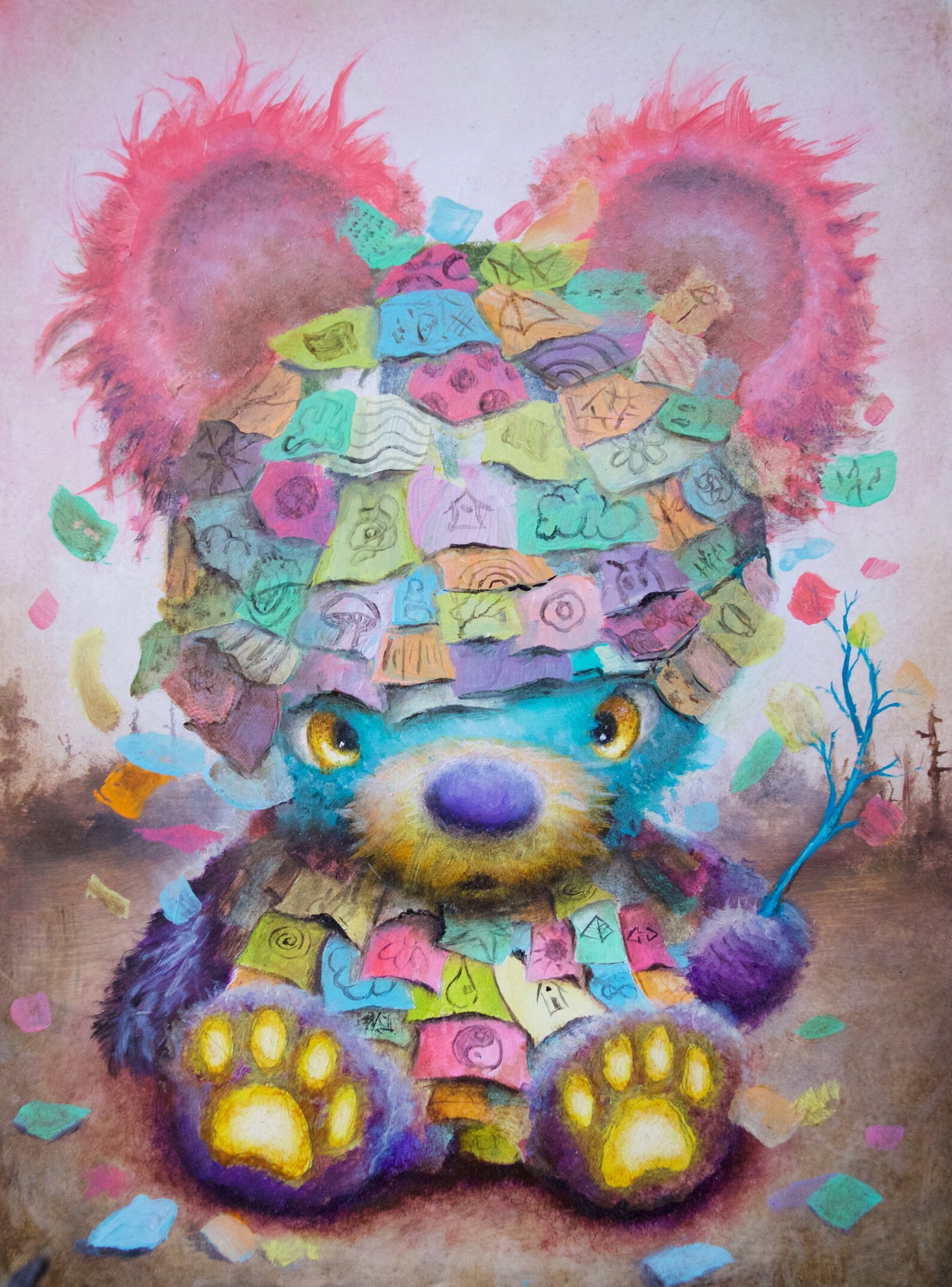 Impresión de oso lindo Post It arte surrealismo pop | Etsy