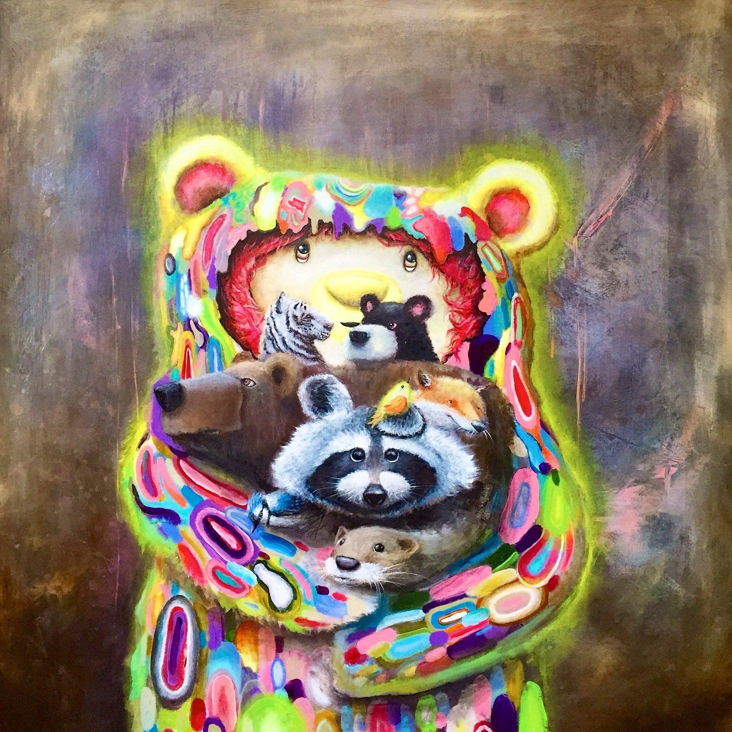 Cute Animal Print Fine Art Print Nature Art Raccoon Bear Fox Otter ...
