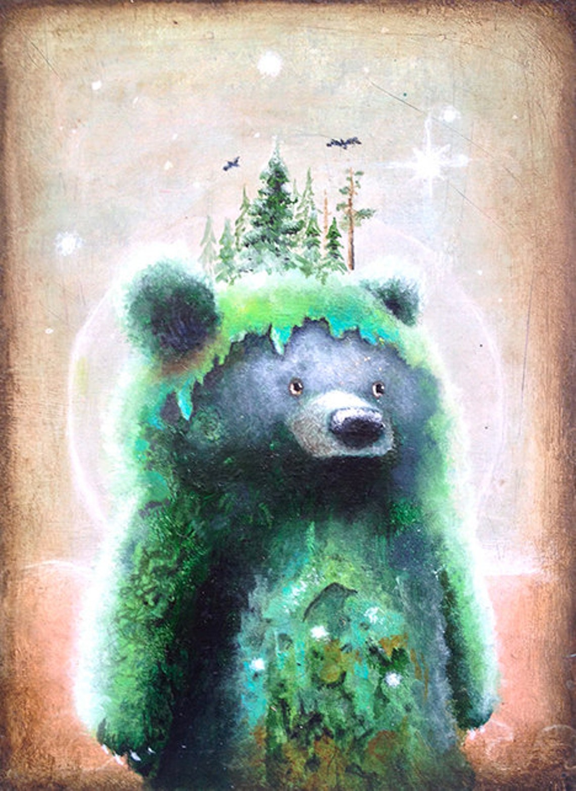 Bear Fine Art Print - Tree Art - Whimsical - Children's Wall Deco ...