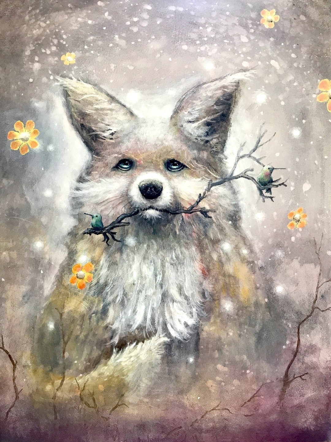 Fluffy Fox Print - Prints - Hummingbirds - Foxes - Woodland - Pop ...