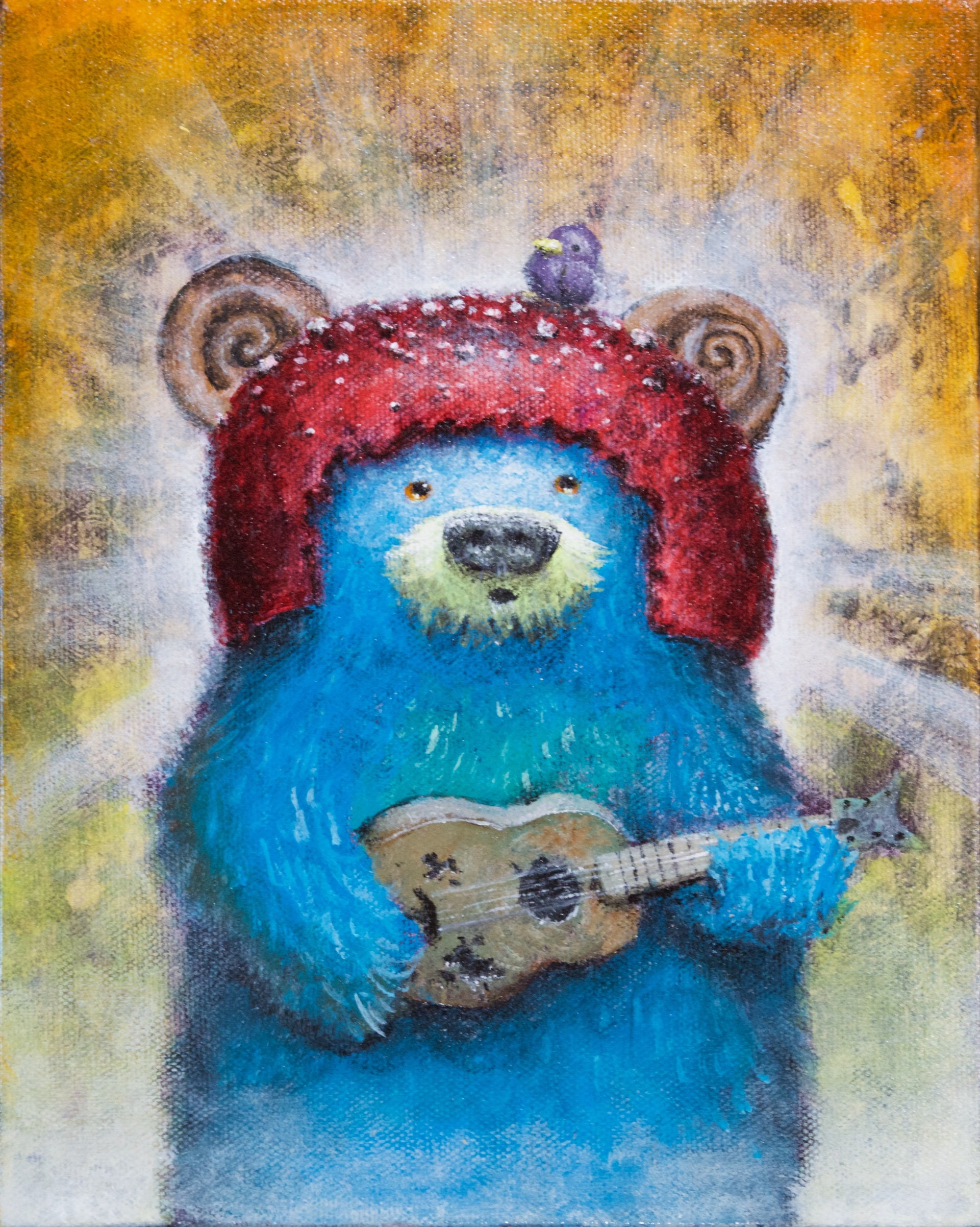 Music Bear Print Guitar Art Music Artwork Prints Cute | Etsy