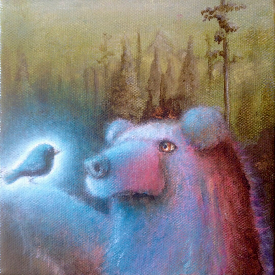 Bear Print - Bird - Bear Art - Symbiosis - Nature - Love - Cute ...