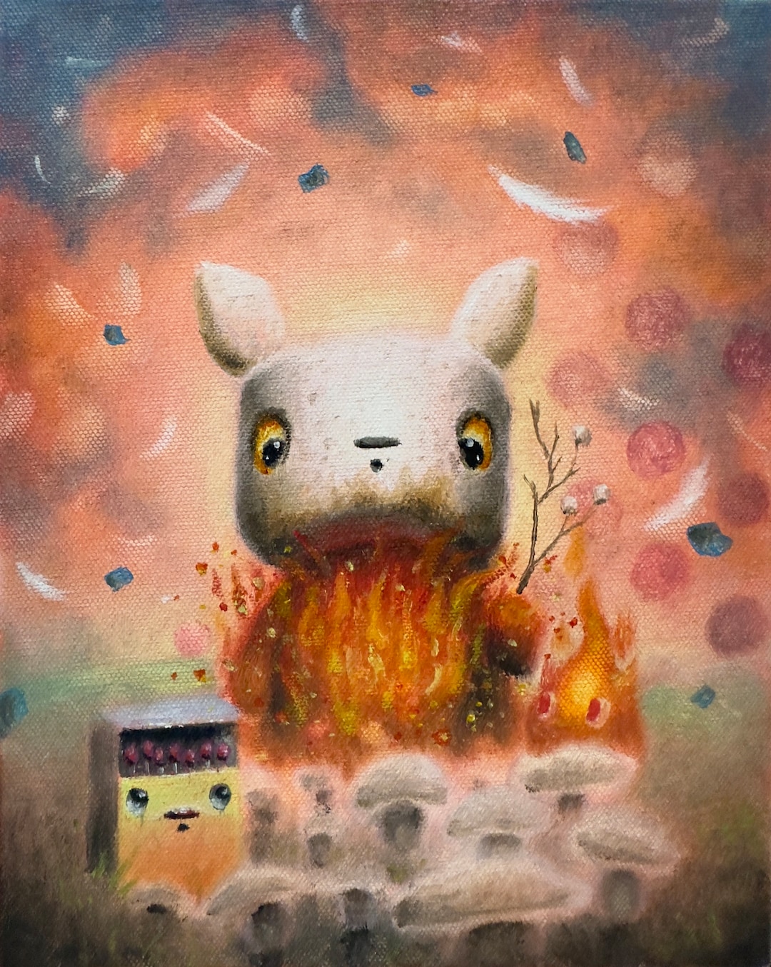 Cute Marshmallow Creature - Pop Surrealism - Campfire- Art Prints - Etsy