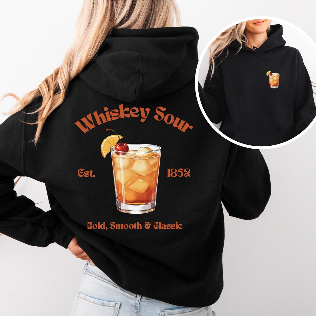 Whiskey Sour Hoodie: Cocktail Graphic, Soft Cotton-blend - Etsy
