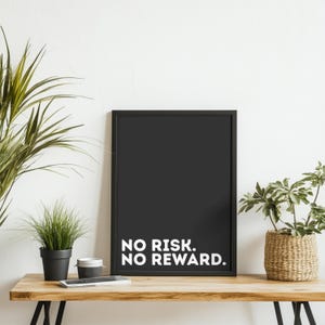 No Risk No Reward Wall Art | Success Motivational Poster | Present for ...
