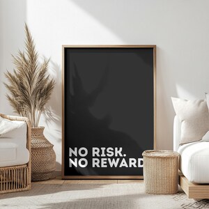 No Risk No Reward Wall Art | Success Motivational Poster | Present for ...