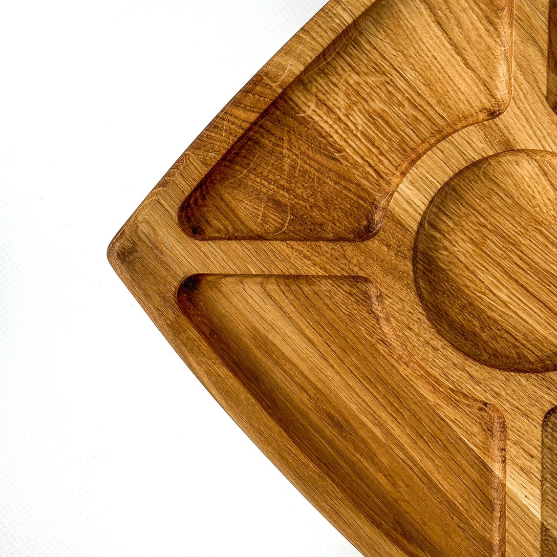 Handmade Wooden Serving Tray - Solid Oak, 28x28 Cm (11x11 In), Food ...