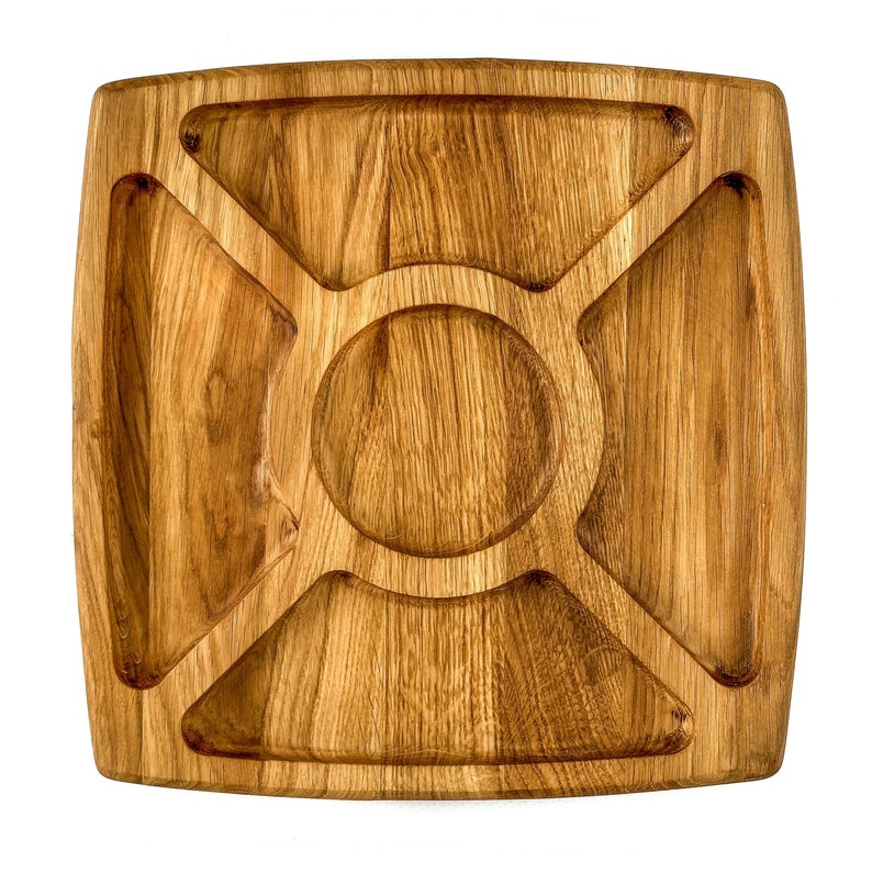 Handmade Wooden Serving Tray - Solid Oak, 28x28 Cm (11x11 In), Food ...